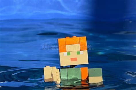 Lego Minecraft Large Action Figure Of Main Character Alex Is Swimming