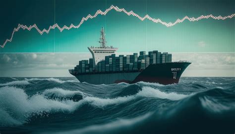 Premium Photo A Container Ship In The Ocean With A Graph Above It