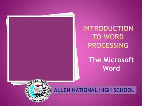 Introduction To Word Processing Pptx