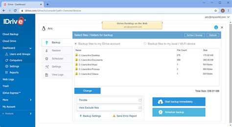Cloud Backup For Linux Servers Via IDrive Web Console