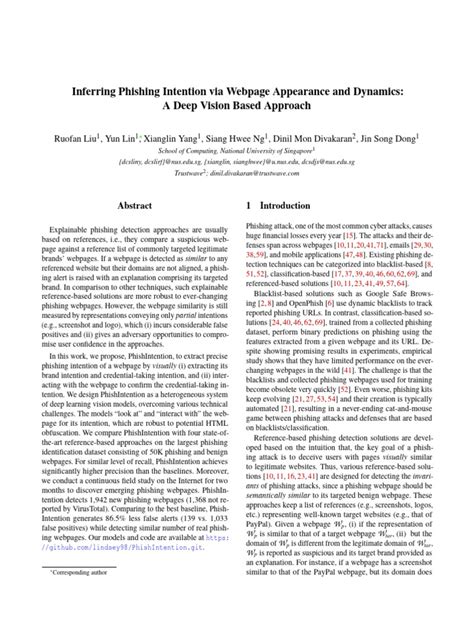 2022 Inferring Phishing Intention Via Webpage Appearance And Dynamics