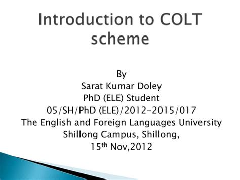 Introduction To Colt Scheme Pptx