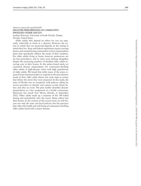 Pdf Disaster Preparedness Of Community Dwelling Older Adults