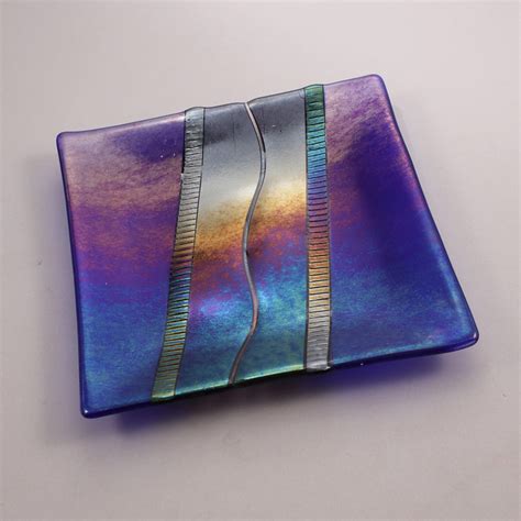 Blue Iridescent Classic Prismatic Fusedglass Art