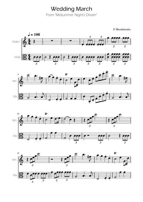 Wedding March Violin And Viola Duet Fmendelssohn Arr Ygor Nunes