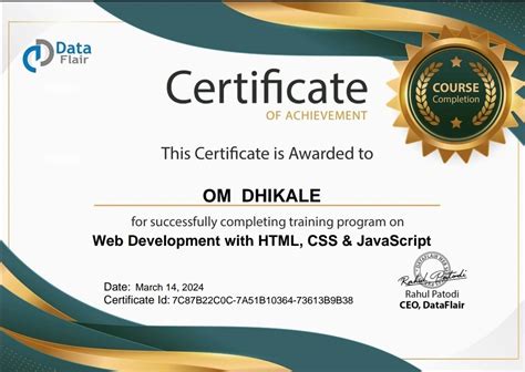 Web Development With Html Css And Javascript Data Flair Course Certificate Dataflair