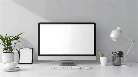 A Simple And Elegant Workspace With A Computer Keyboard Mouse Lamp And Plant The Perfect Place