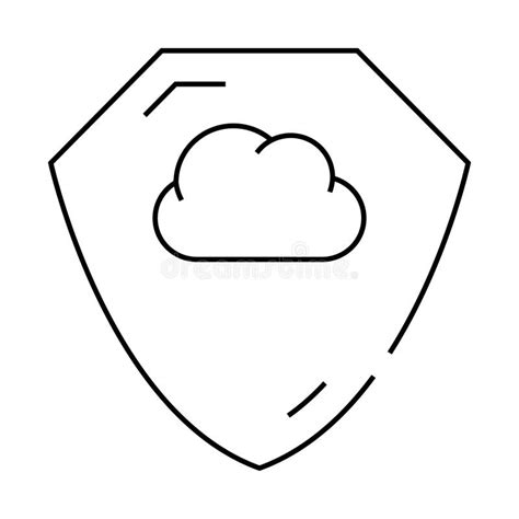 Cloud Storage Protection Shield Line Icon Vector Illustration Stock Illustration Illustration