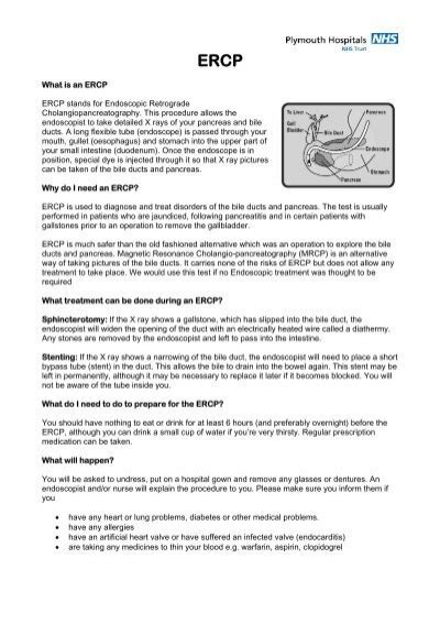 ERCP Patient Information Leaflet Plymouth Hospitals