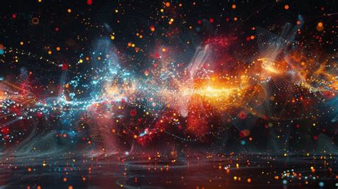 Abstract Electronic Image Digital Cyberspace With Particles And Digital Data Networking Stock