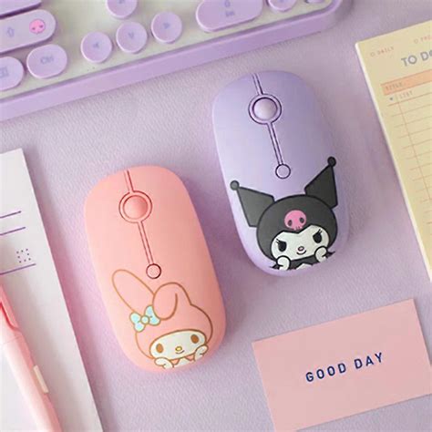 Sanrio Hello Kitty Kuromi My Melody Wireless Mouse Cute Cartoon Usb Silent Mice Android Windows