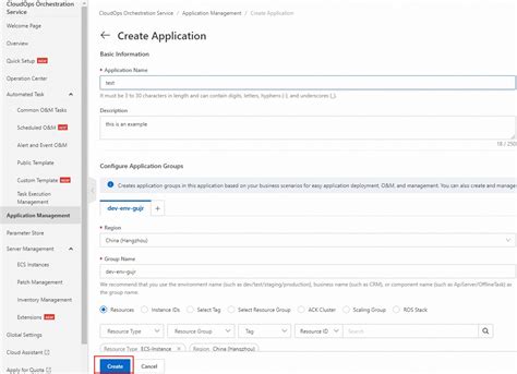 Create An Application Group To Manage Resources Cloudops Orchestration Service Alibaba Cloud
