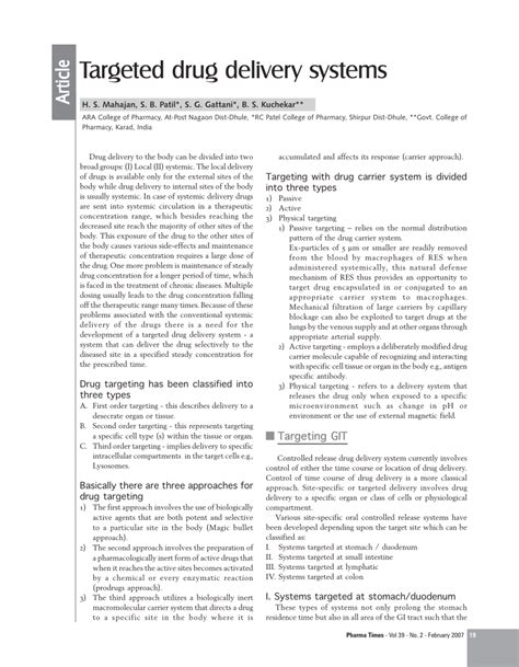 Pdf Targeted Drug Delivery Systems