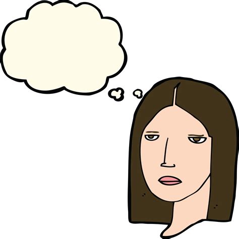 Cartoon Serious Woman With Thought Bubble 40701959 Png