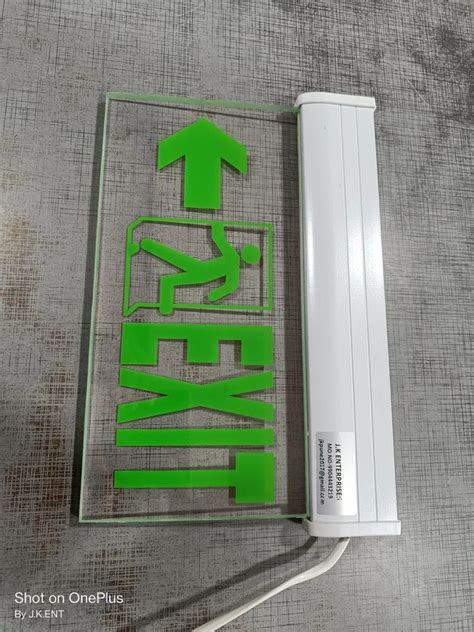Led Exit Sign Exit Sign Board Green Led With Battery Backup Input Voltage V Manufacturer