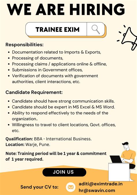 Shraddha Shewale On Linkedin Hello Connections We Have An Urgent Opening For Trainee Exim