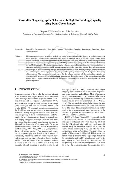 Pdf Reversible Steganographic Scheme With High Embedding Capacity Using Dual Cover Images