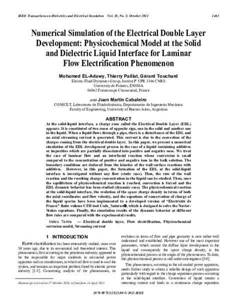 Pdf Numerical Simulation Of The Electrical Double Layer Development