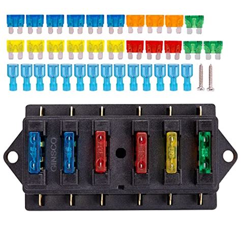 Ginsco 12v 24v 6 Way Fuse Block Waterproof Quick Disconnect Fuse Box Holder Panel With 5a 10a