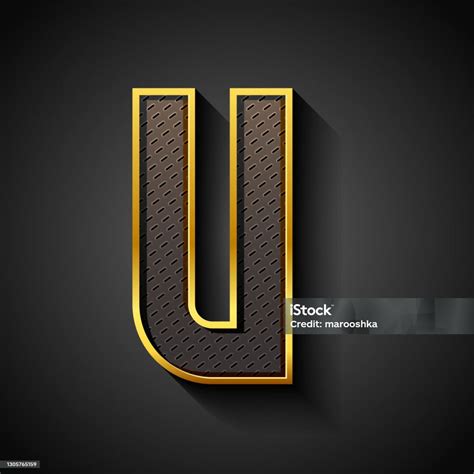 황금 줄무늬 트렌디 한 응축 알파벳 산세리프 탄소 섬유 질감현대 금속 문자 U 벡터 일러스트 10eps와 3d 글꼴 컴퓨터