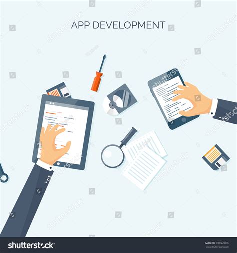 Vector Illustration Flat Header Programming Coding Stock Vector Royalty Free 390065806