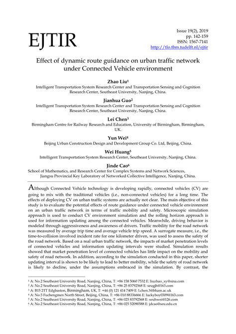 Pdf Effect Of Dynamic Route Guidance On Urban Traffic Network Under Connected Vehicle Environment