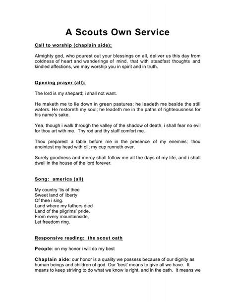 A Scouts Own Service Clipart