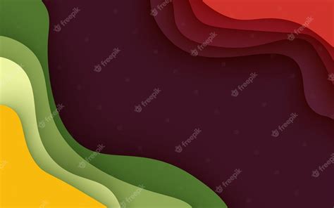 Premium Vector Multi Colored Abstract Red Green Color Wavy Papercut Overlap Layers Background