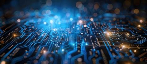 Premium Photo Abstract Circuit Board With Glowing Blue Lines