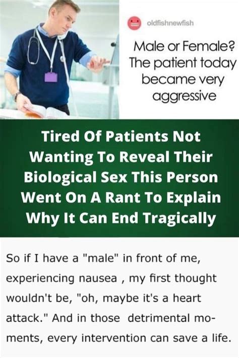 Tired Of Patients Not Wanting To Reveal Their Biological Sex This Person Went On A Rant To