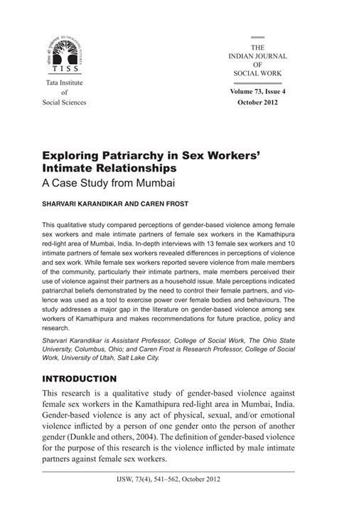 Pdf Exploring Patriarchy In Sex Workers Intimate Relationships A
