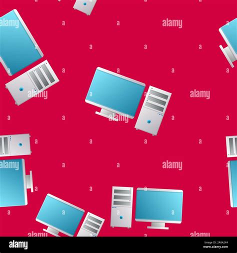 Old Computer Pattern Seamless Outdated Pc Ornament Obsolete Technology Texture Vector