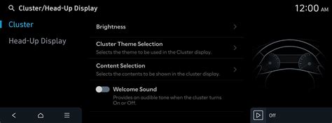 available settings may differ depending on the vehicle model and specifications