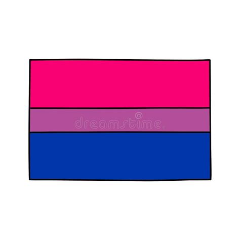 Bisexual Pride Flag Doodle Icon Vector Color Line Illustration Stock