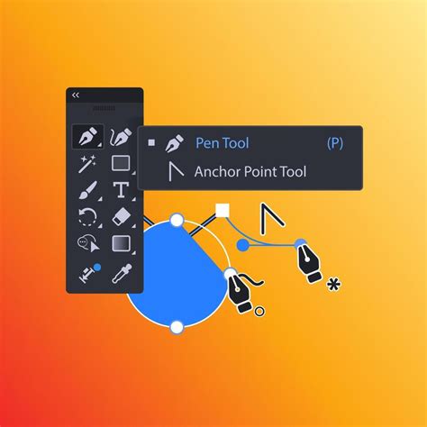 Pen And Anchor Point Tool In Program For Graphics Illustration Of