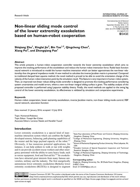 pdf non linear sliding mode control of the lower extremity