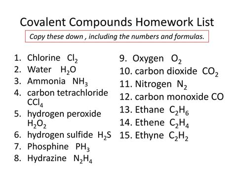 Covalent Bonding Write Down The Information On These Slides So