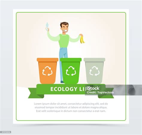 쓰레기를 밖으로 던지고 남자와 생태 라이프 스타일 개념 개념에 대한 스톡 벡터 아트 및 기타 이미지 개념 나무 날씨