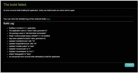html in intel xdk error an error occurred while building the