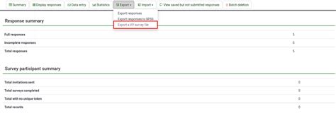 export responses limesurvey manual