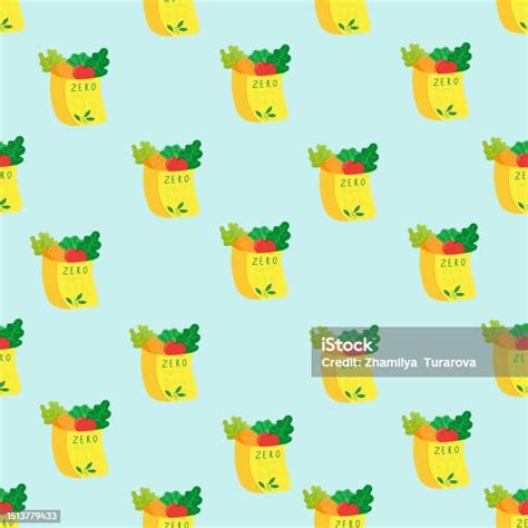 플라스틱 없음 친환경 폐기물 제로 개념 줄이고 재사용하고 거부하고 재활용하고 썩습니다 생태 생활 방식과 지속 가능한 개발 플랫 손으로 그린 스타일 일러스트레이션 원활한 패턴