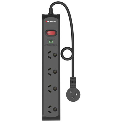 Monster 4 Socket Surge Protector Black Officeworks