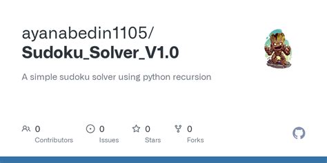 Github Ayanabedin1105sudokusolverv10 A Simple Sudoku Solver Using Python Recursion
