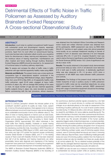 PDF Detrimental Effects Of Traffic Noise In Traffic Policemen As Assessed By Auditory