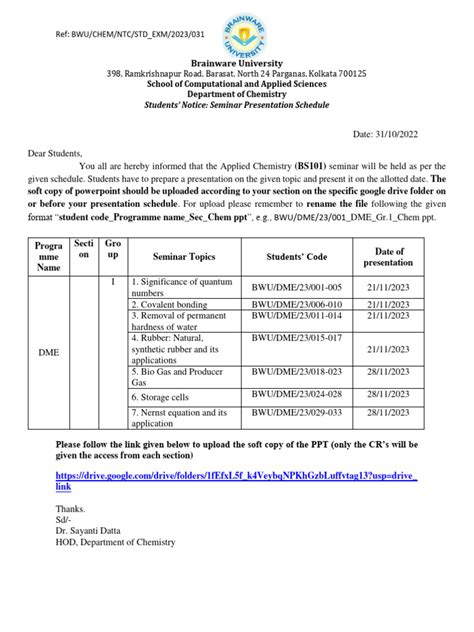 Notice Seminar On Bs101 Dme Odd Sem 2023 24 Download Free Pdf Microsoft Power Point