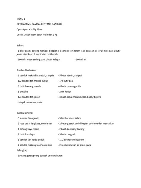 Menu Masakan Pdf
