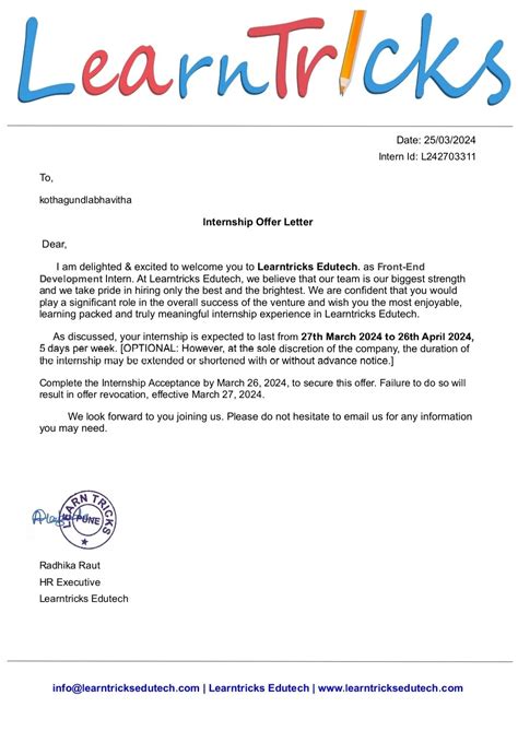 Bhavitha Kothagundla On Linkedin Internship Learntricksedutech Careerdevelopment