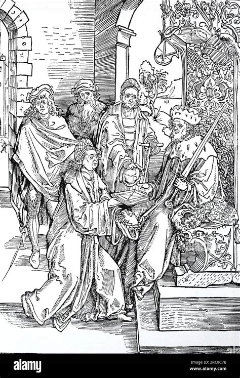 Illustration To Opera Hrosvitae Conrad Celtes Handing His Edition Of The Roswitha Comedies To