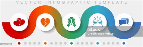 아이콘 세트가 있는 사랑 인포그래픽 벡터 템플릿 하트 배지 토스트 및 자인 디자인 및 모바일 응용 프로그램에 대한 채팅과 같은 기타 아이콘 0명에 대한 스톡 벡터 아트 및