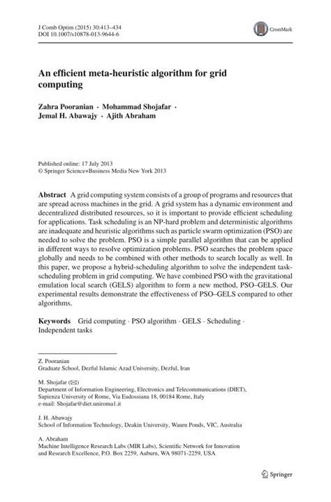 pdf an efficient meta heuristic algorithm for grid computingzahra pdf